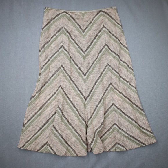 JM Collection | Skirts | Jm Collection Linen Aline Chevron Skirt 2 Midi ...